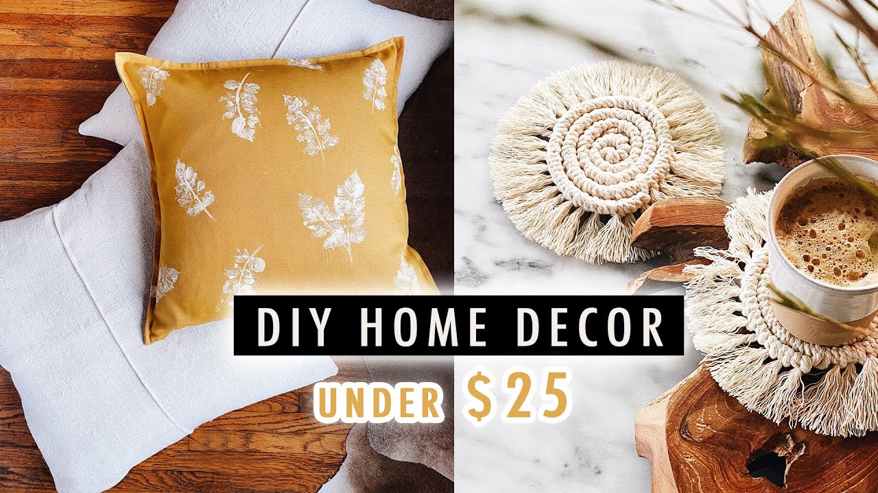 Home decor under $25 with pillows and macrame