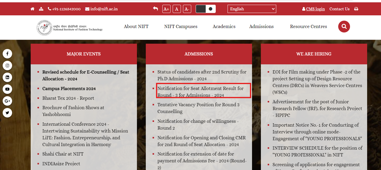 NIFT 2024 round 3 seat allotment result out at nift.admissions.nic.in ... NIFT 2024 round 3 seat allotment result out at nift.admissions.nic.in ...