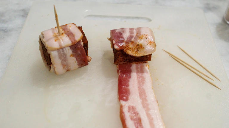 Need A Quick And Easy Appetizer? Bacon Wrapped Spam Bites With Spicy ...