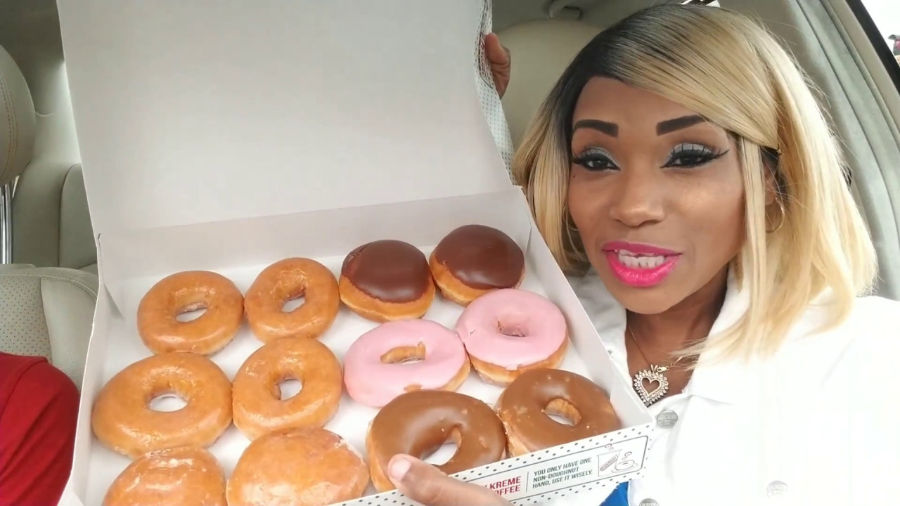 Krispy Kreme doughnuts mukbang—sweet dessert treats