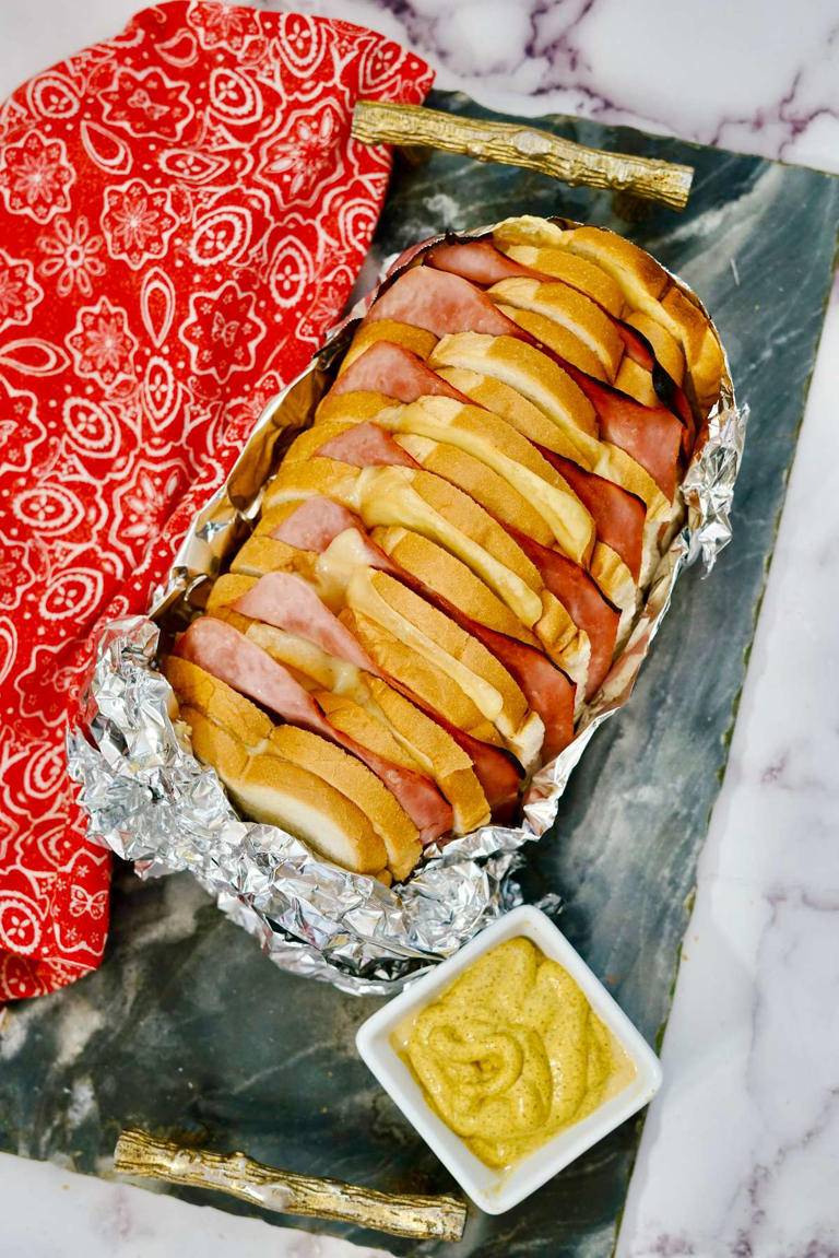 Foil Wrapped Ham and Cheese Sandwich