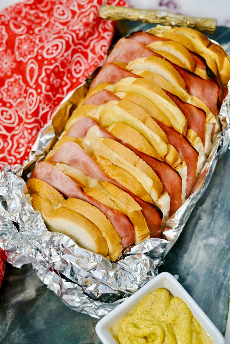 Foil Wrapped Ham and Cheese Sandwich