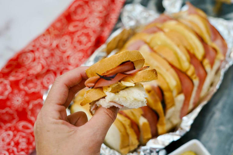 Foil Wrapped Ham and Cheese Sandwich