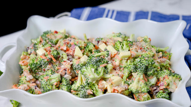 This broccoli slaw salad is filled with a variety of textures and flavors