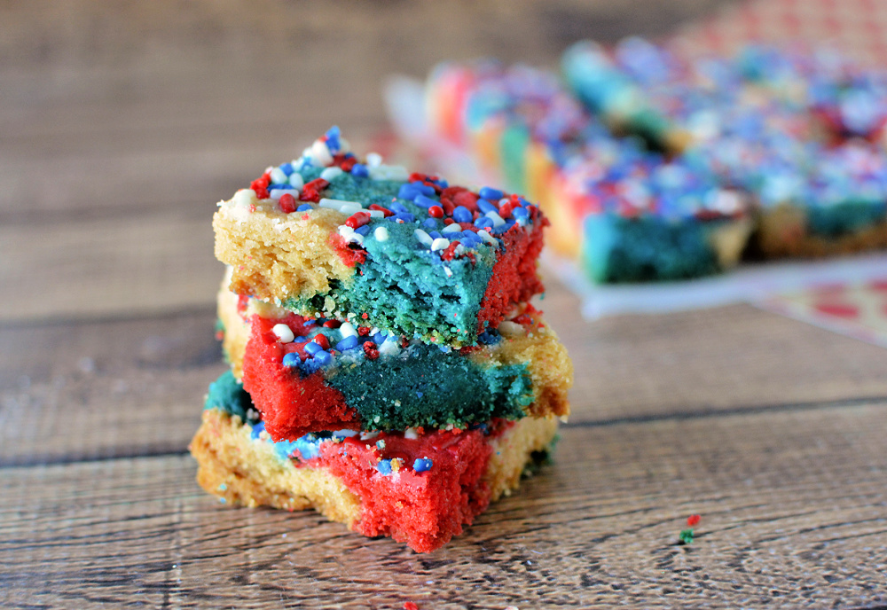 Red White and Blue Shortbread Bars for Patriotic Desserts