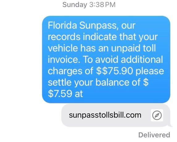 Did you get a SunPass text warning you about unpaid tolls? It's a scam. Here's what to do