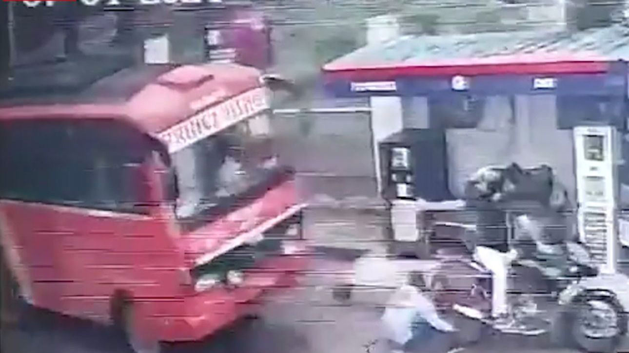 Video: Driverless Bus Runs Over Petrol Pump Employee; Incident Caught ... Video: Driverless Bus Runs Over Petrol Pump Employee; Incident Caught ...