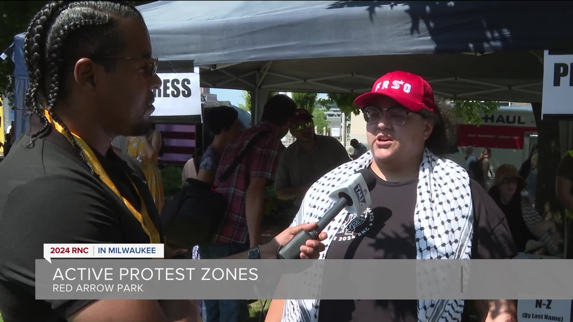 Hundreds of protesters chanting for 'justice' on first day of RNC