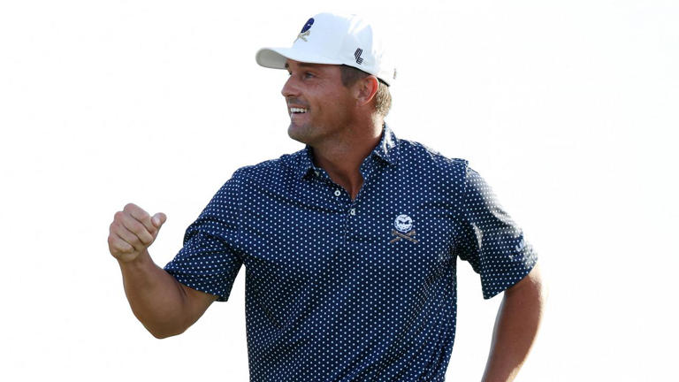 What is the logo on Bryson DeChambeau’s hat at the 2025 Masters?