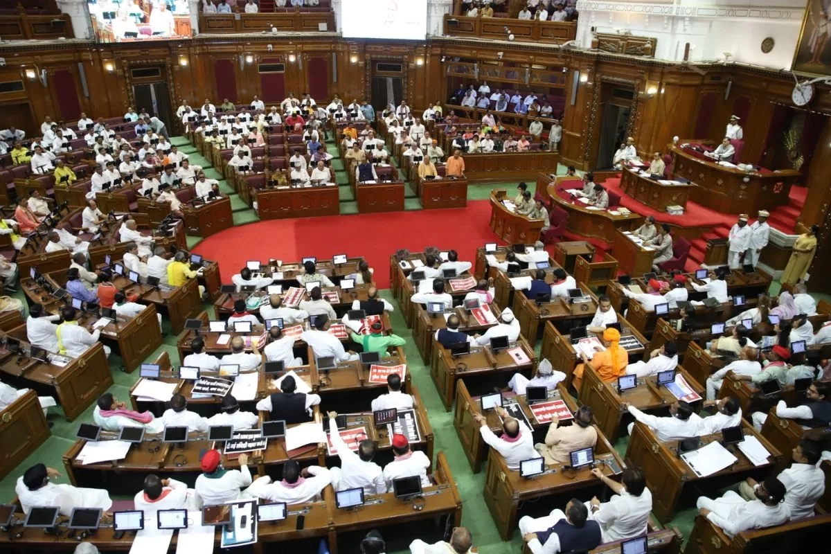 Opposition uproar leads to hour-long adjournment in UP assembly Opposition uproar leads to hour-long adjournment in UP assembly