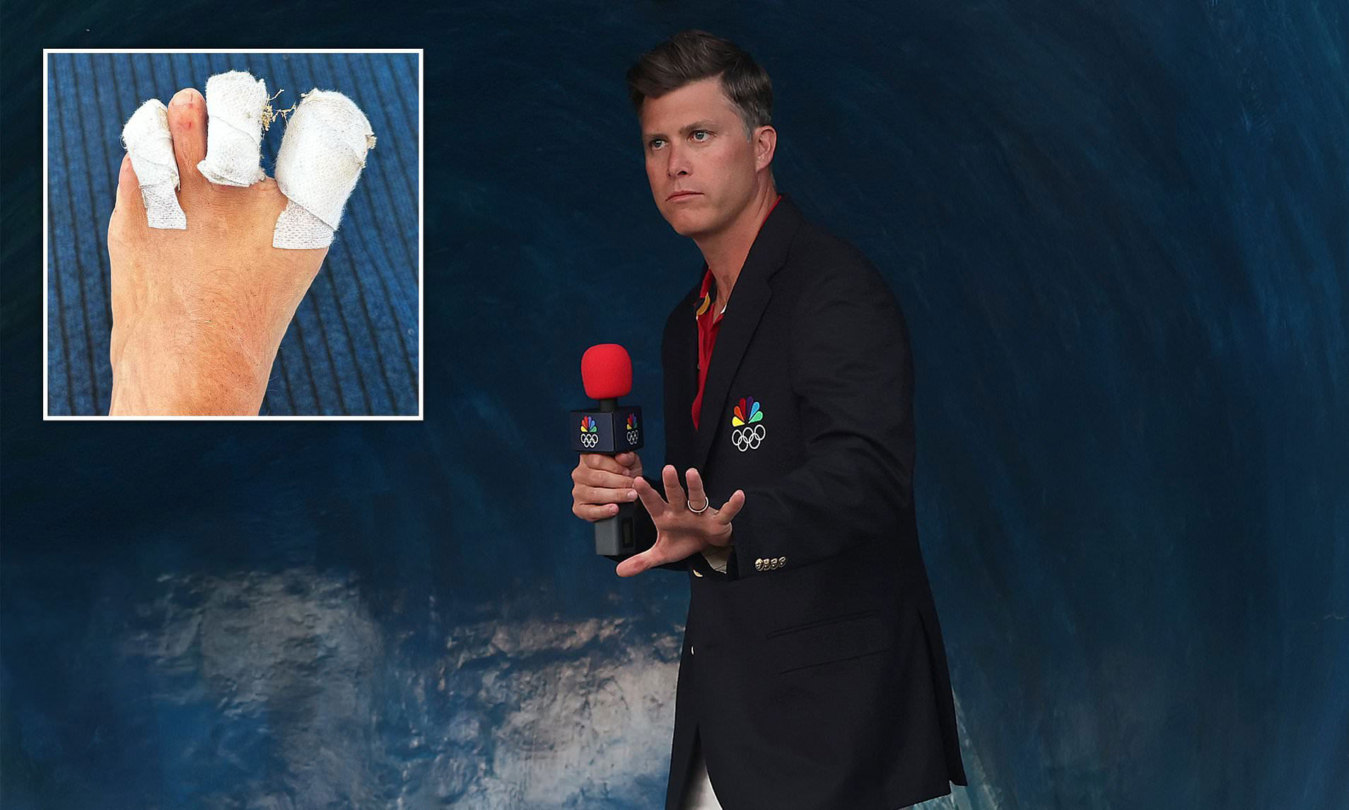Colin Jost shows off nasty foot injury from Olympics in Tahiti with SNL ... Colin Jost shows off nasty foot injury from Olympics in Tahiti with SNL ...