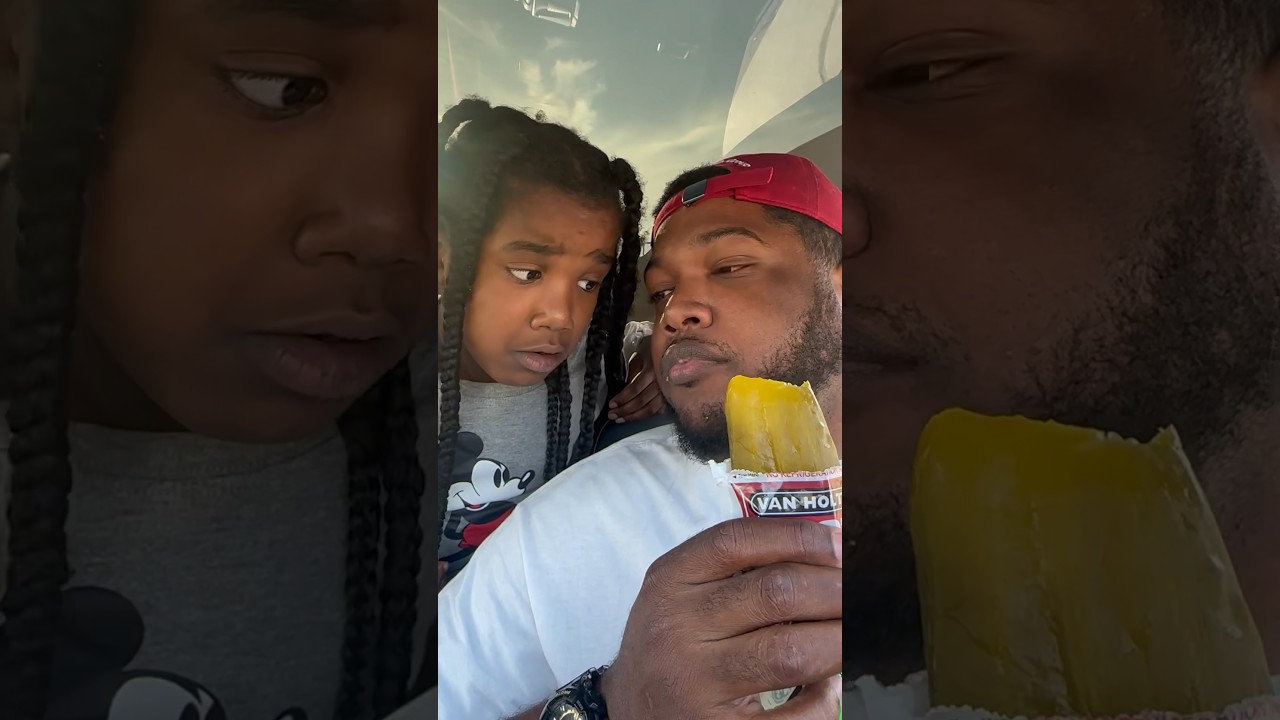 Girl tricks dad during his pickle-eating moment