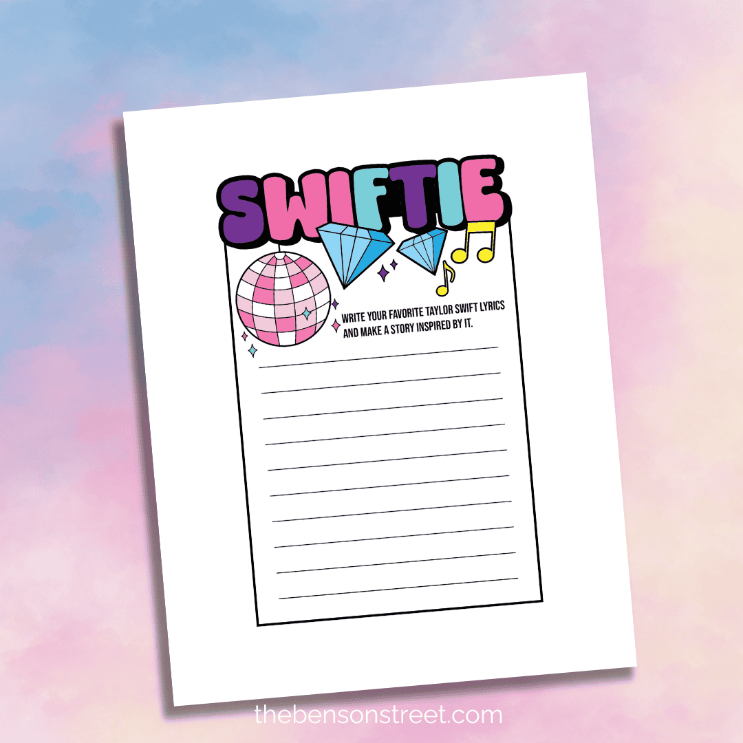Free Printable Taylor Swift Writing Prompts Worksheets