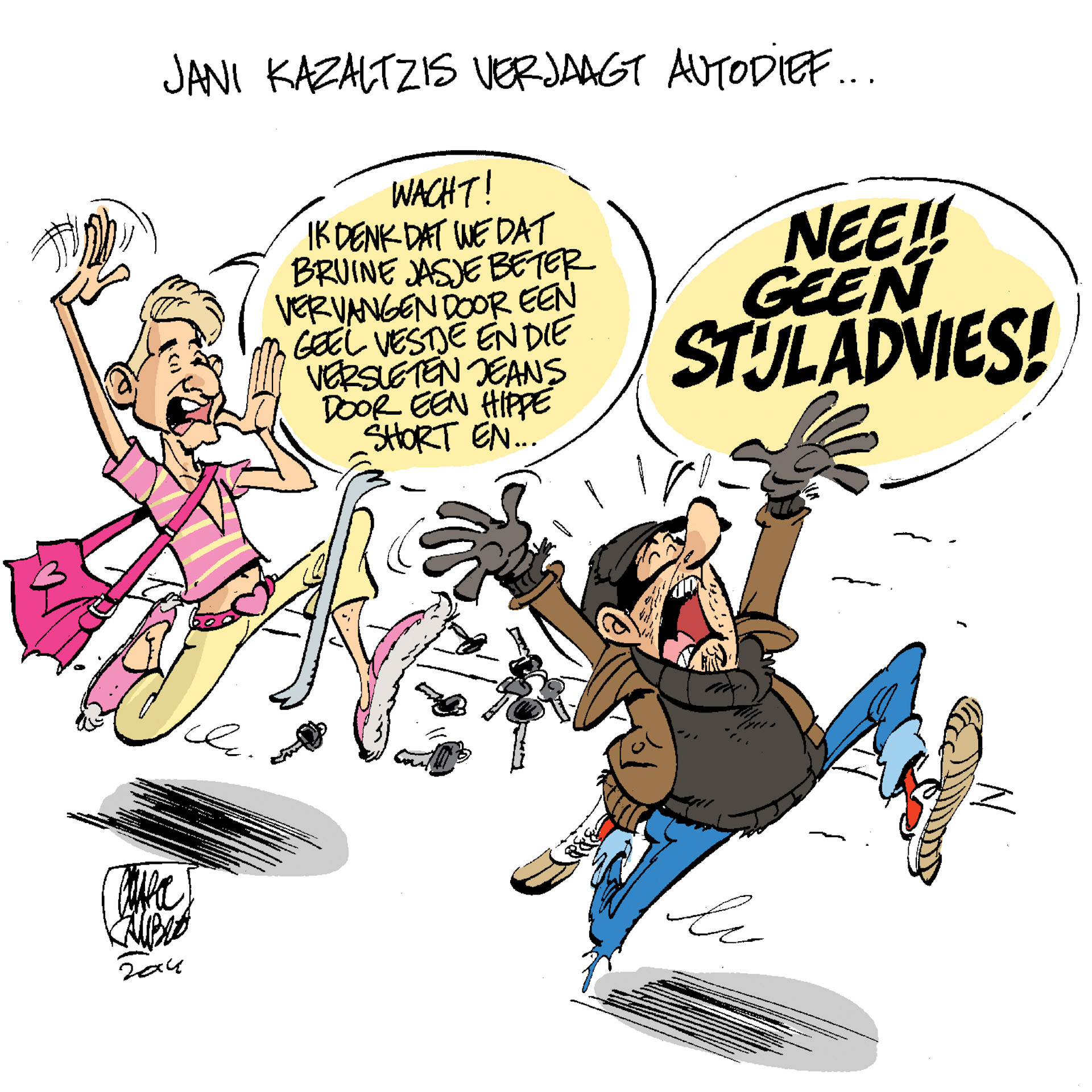 Jani Kazaltzis jaagt dief weg!