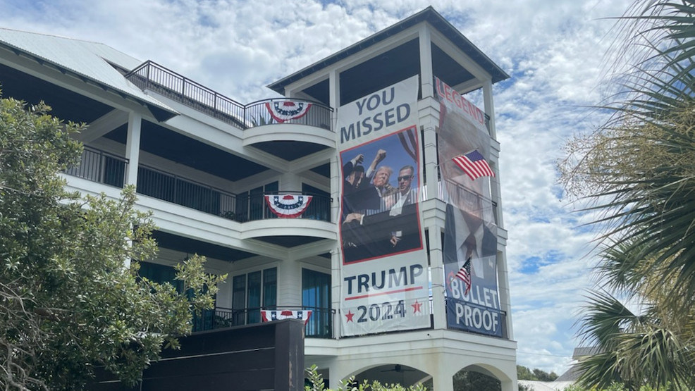 Walton County man adds new Trump banner to home amid ongoing banner case Walton County man adds new Trump banner to home amid ongoing banner case