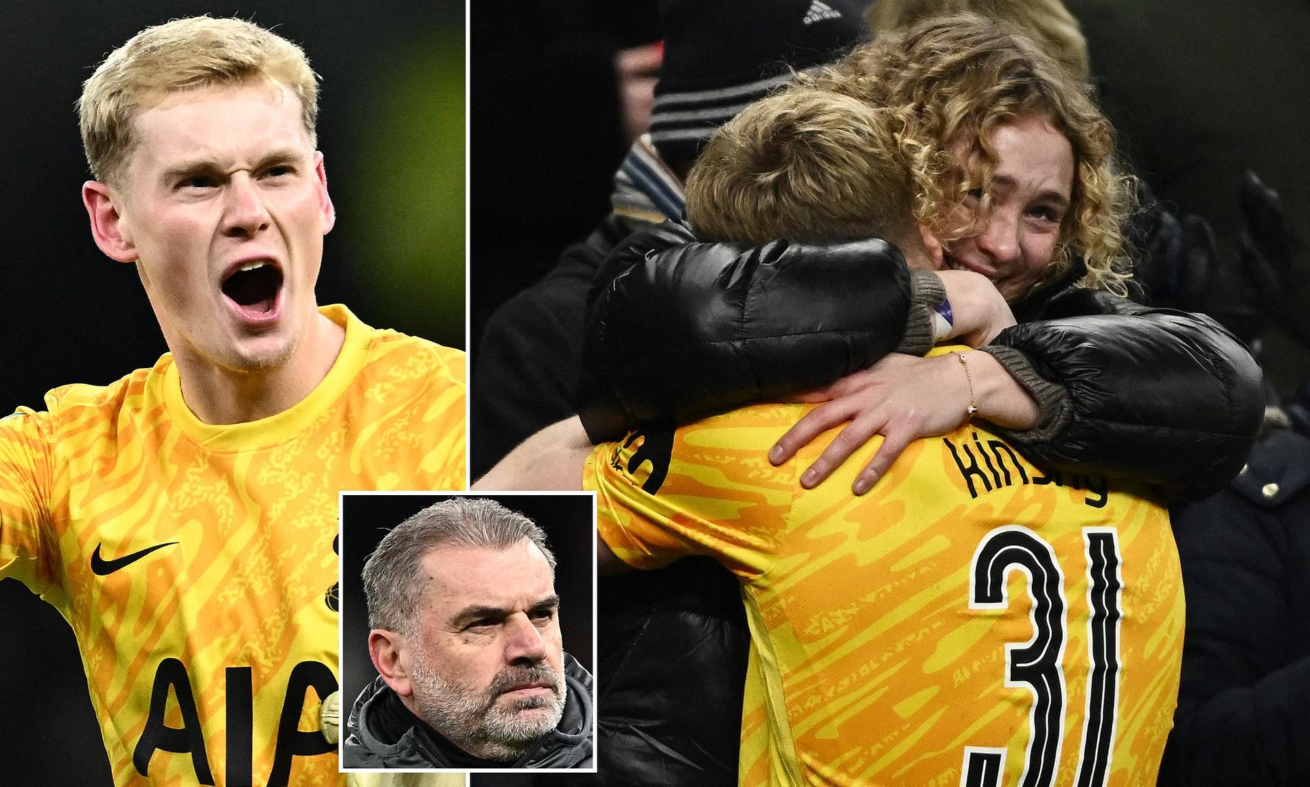 Tottenham goalkeeper Antonin Kinsky shares emotional embrace with his ...