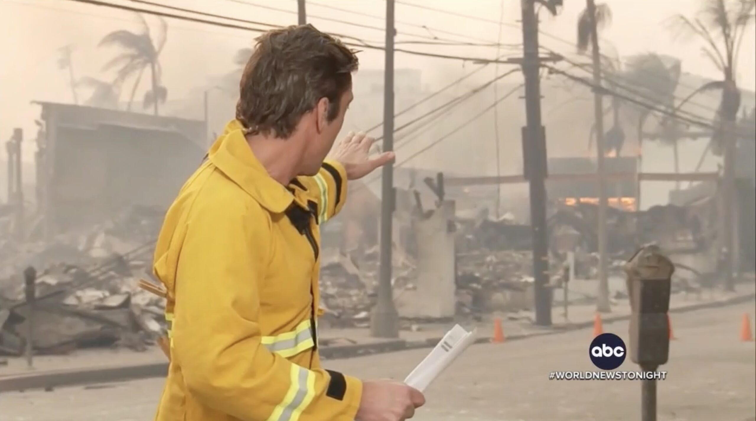 ABC News Anchor Called Out for Using Clothes Peg To Make Firefighter ...