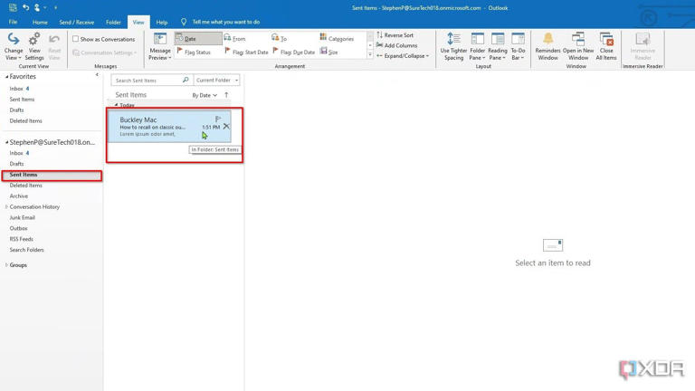 How to recall an email in Outlook