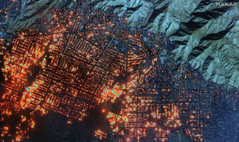 Before and after satellite pictures show devastation after LA wildfires