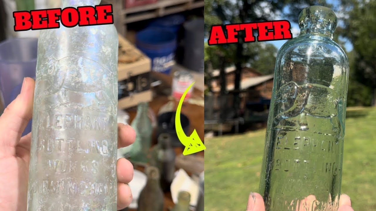 How to Clean Antique Bottles before and After - Tumbling old glass with ...