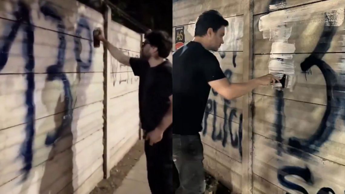 Juan Grabois pintó un graffiti en una pared y Ramiro Marra fue y se lo ...