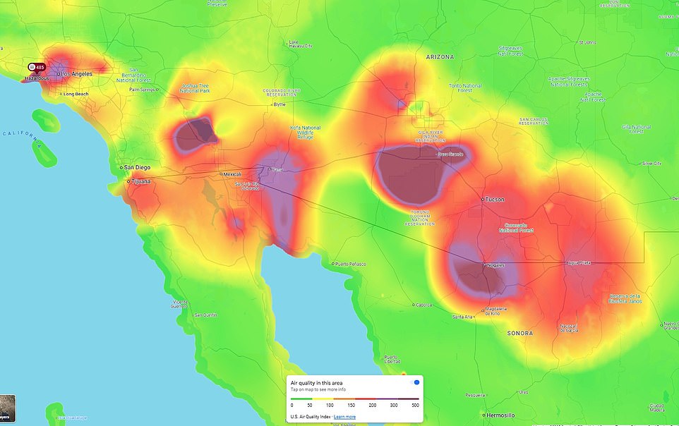 Maps reveals where deadly fumes are in California wildfire areas