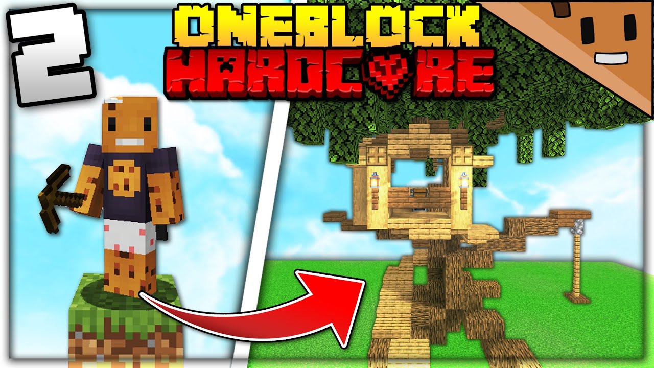 Building a tree house on one block - Minecraft hardcore one block