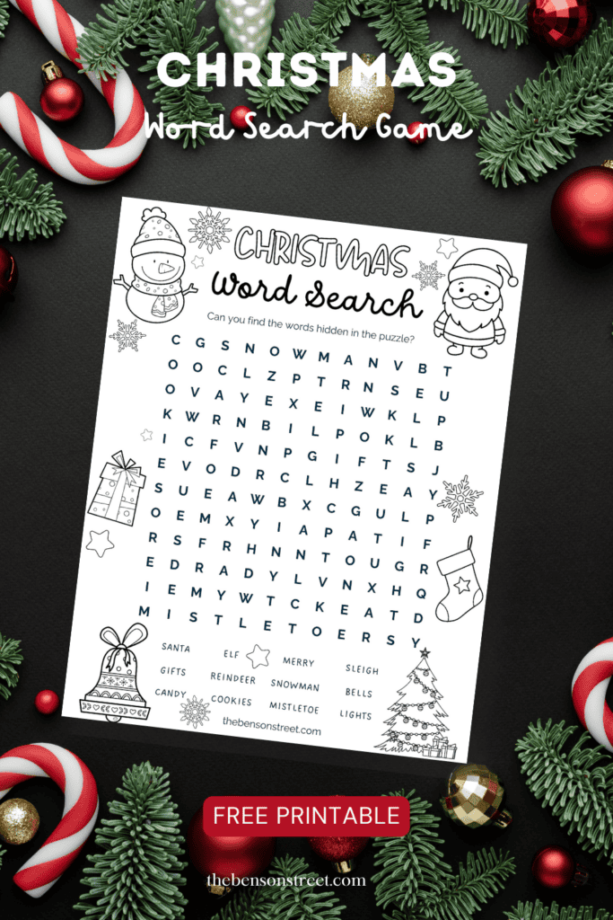 Free Christmas Word Search Printable for Kids