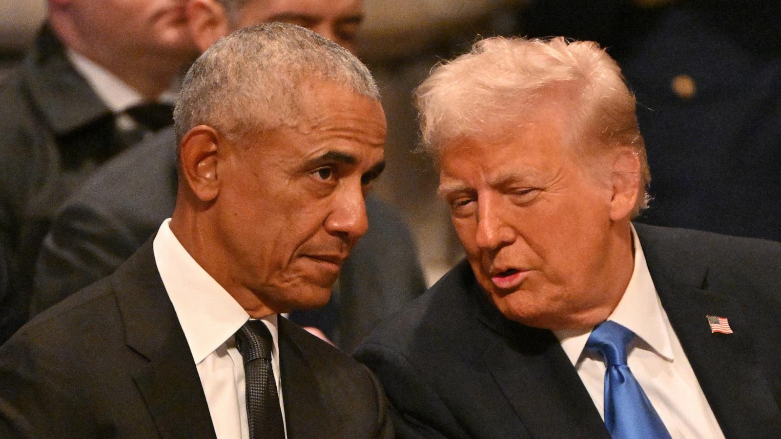 Notable moments as Trump sits with Obama, greets Pence at Carter funeral