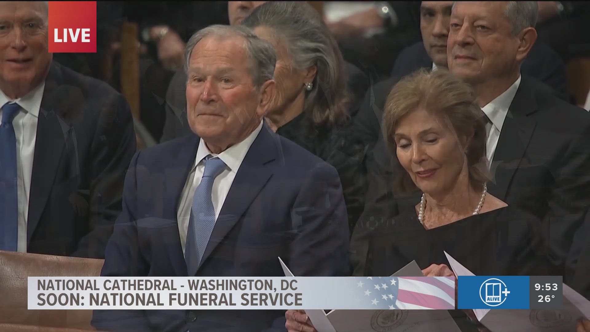 Former President Bush sits with other living presidents at Jimmy Carter ...