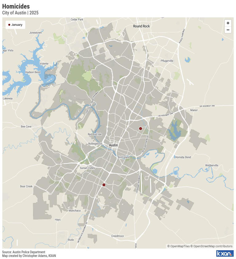 MAP: Where have Austin’s homicides occurred in 2025? MAP: Where have Austin’s homicides occurred in 2025?