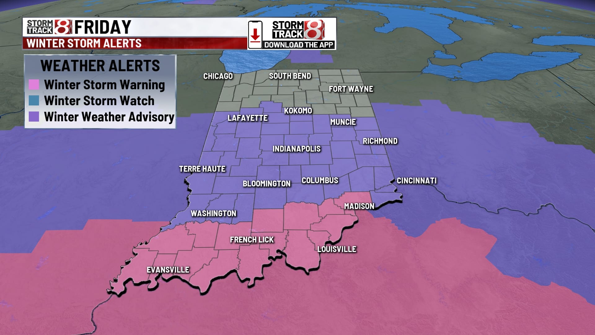 Winter storm warnings for southern Indiana; central Indiana under ...
