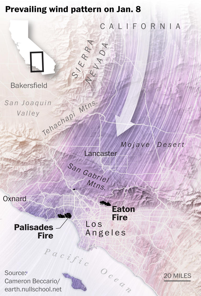 How Santa Ana winds spread the L.A. wildfires