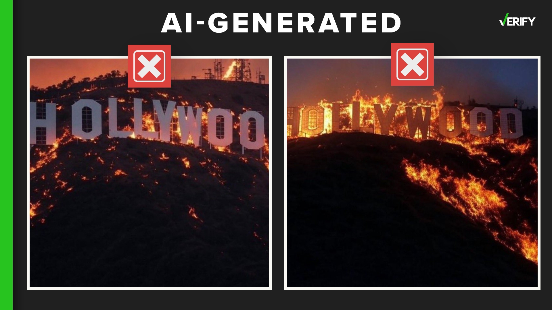 Images of the Hollywood sign on fire are fake