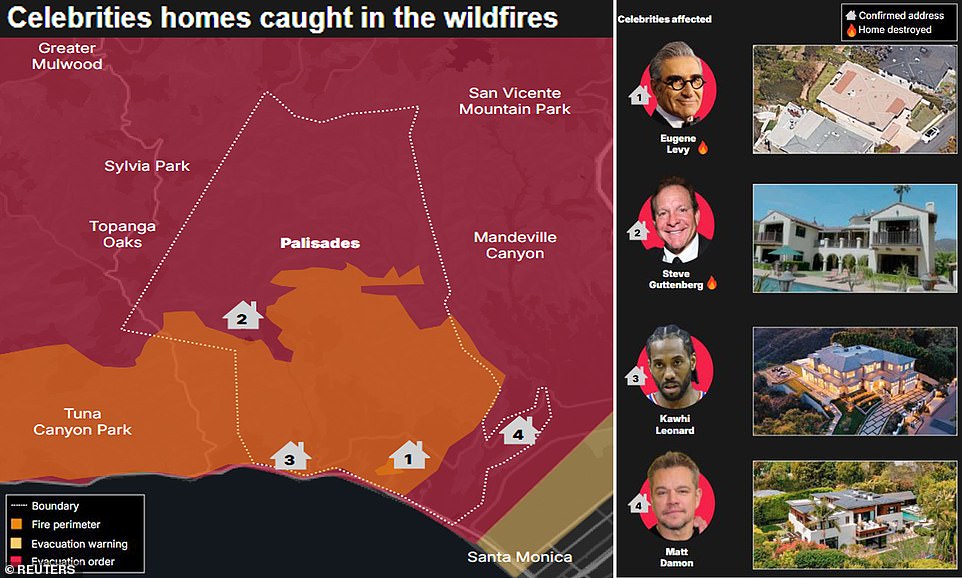 The celebrity homes destroyed in LA fires revealed