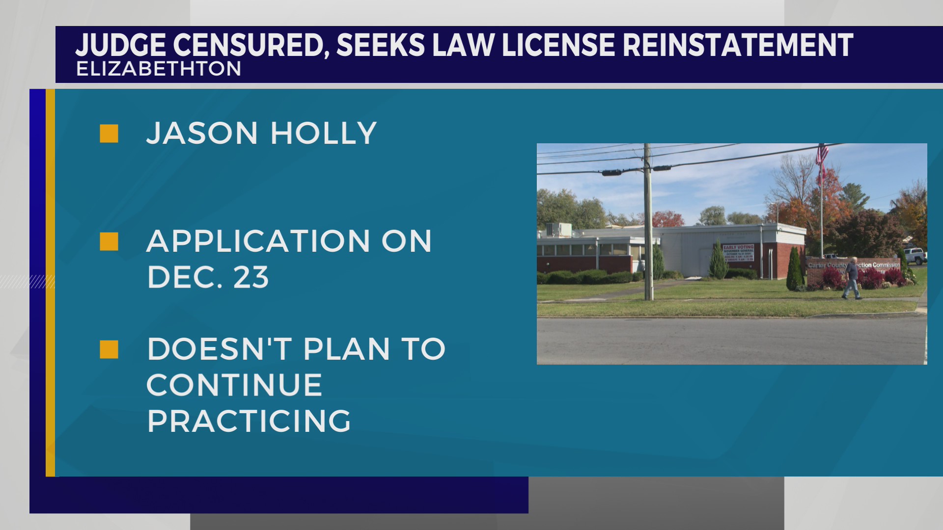 Judge Holly censured, seeks law license reinstatement