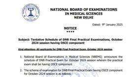 NBEMS Releases Tentative Schedule For DNB Practical Exams 2025; Exams Begin January 21