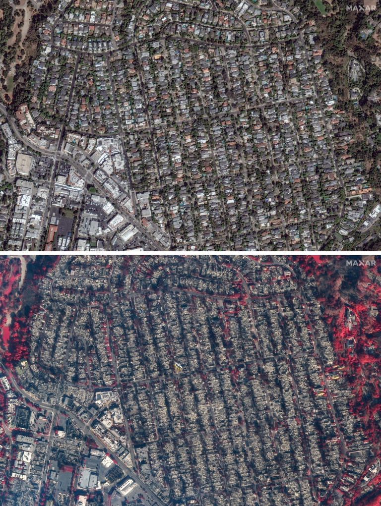 Before and after satellite images of Palisades Fire show devastation in L.A.