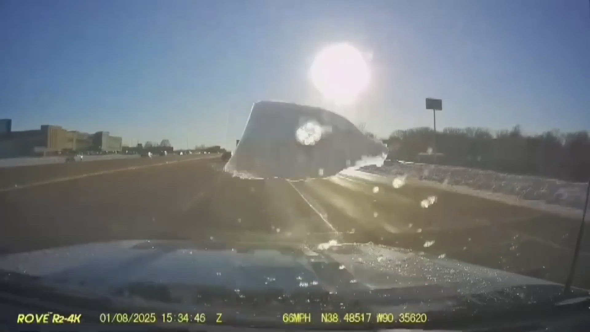 Illinois driver's windshield destroyed by flying chunk of snow and ice ...