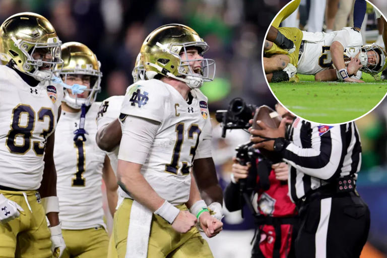 Notre Dame’s Riley Leonard returns from injury exit to tie Orange Bowl