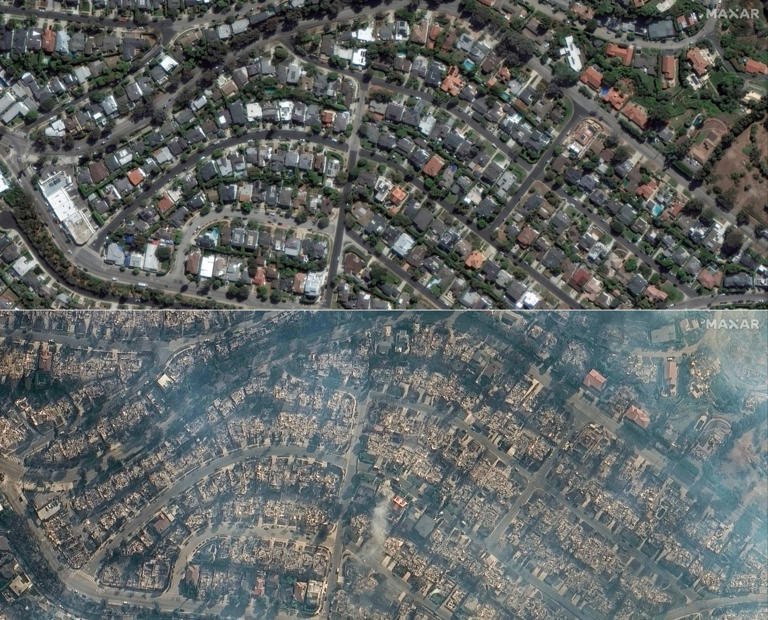 Before and after satellite pictures show devastation after LA wildfires