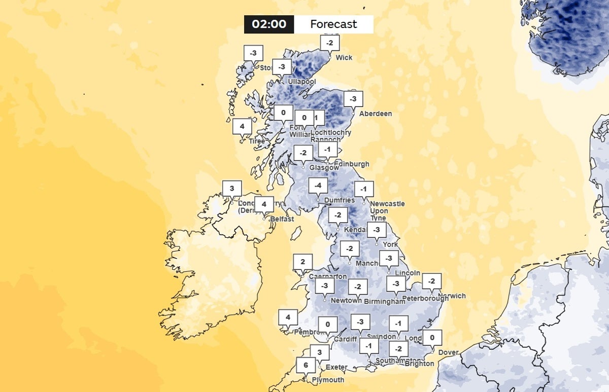 UK weather map: Where will it be coldest? Temperatures to dip to -20C ...