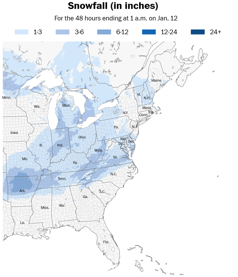 A winter storm is having big impacts. Where it’s hitting hardest.