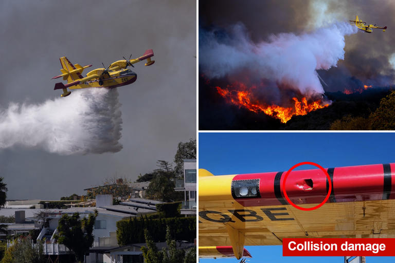 Firefighting aircraft out of action for LA fire after it’s damaged by ...