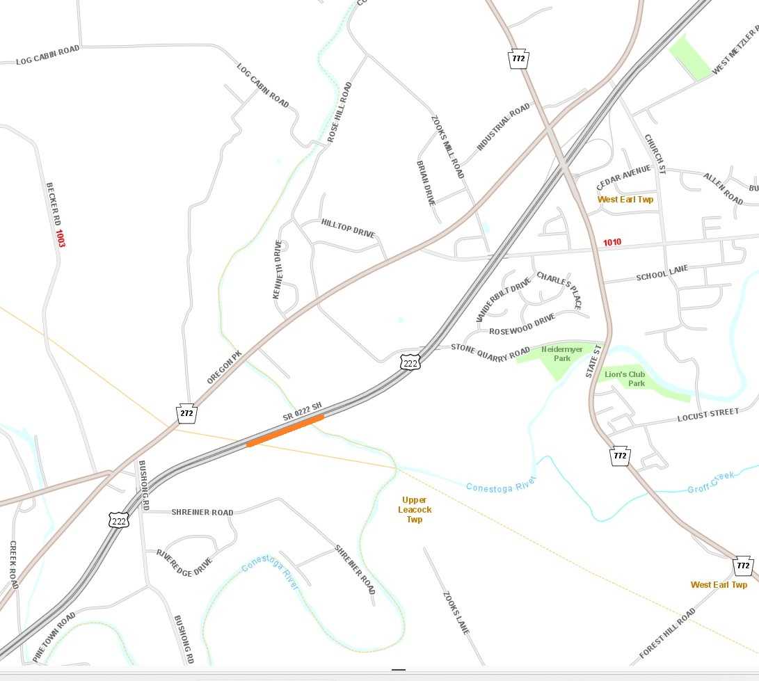 Lane restriction in place for emergency pavement repairs on Route 222