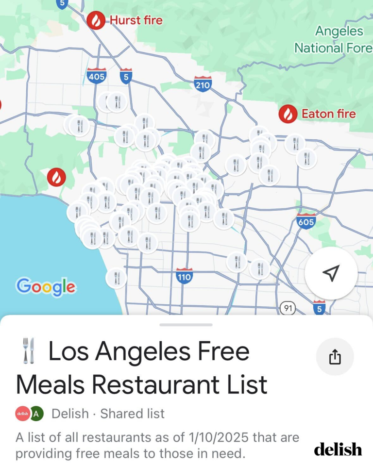 This Map Shows All L.A. Restaurants Offering Free Meals To Those Affected