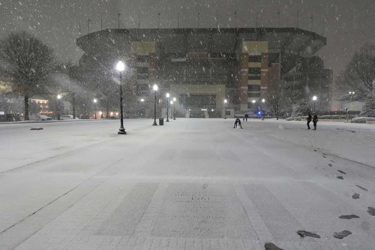Major College Football Stadiums Were Blanketed in Snow on Friday