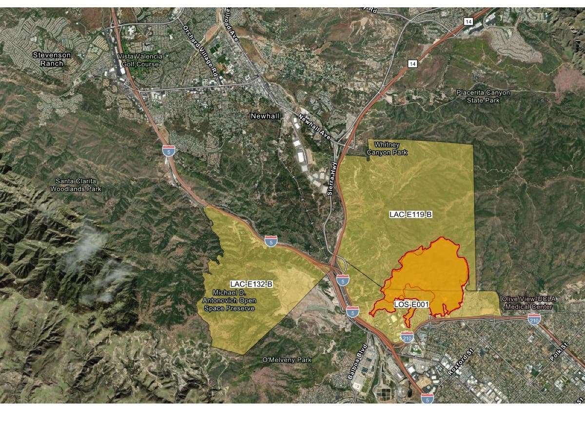 Granada Hills Fire Map: See Archer Fire Perimeter, Evacuations Zone