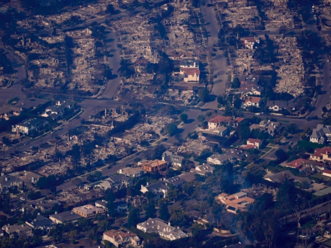 Aerial Video Shows Street-Level Destruction Of Palisades Fire
