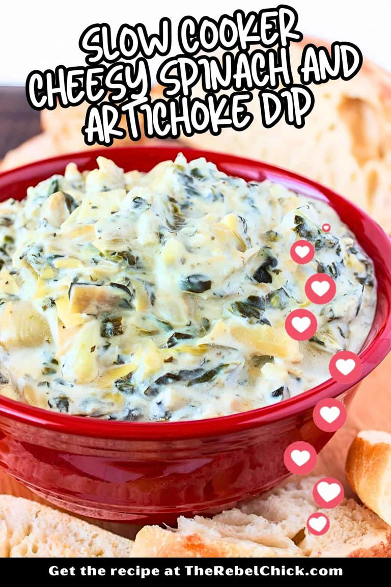 Slow Cooker Cheesy Spinach And Artichoke Dip Recipe